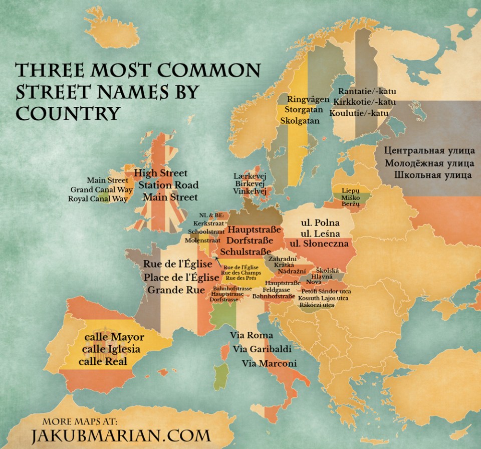 Voici les trois noms de rue les plus donnés en France